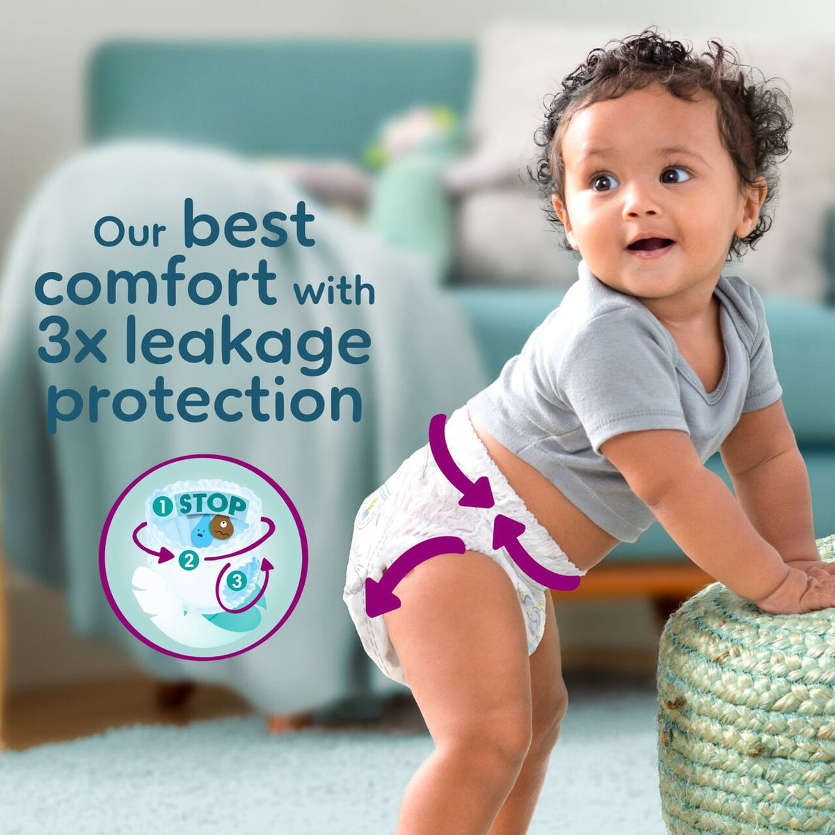 UK-Pampers Premium Protection Nappy Pants, Size 5 (12-17kg) Essential ...
